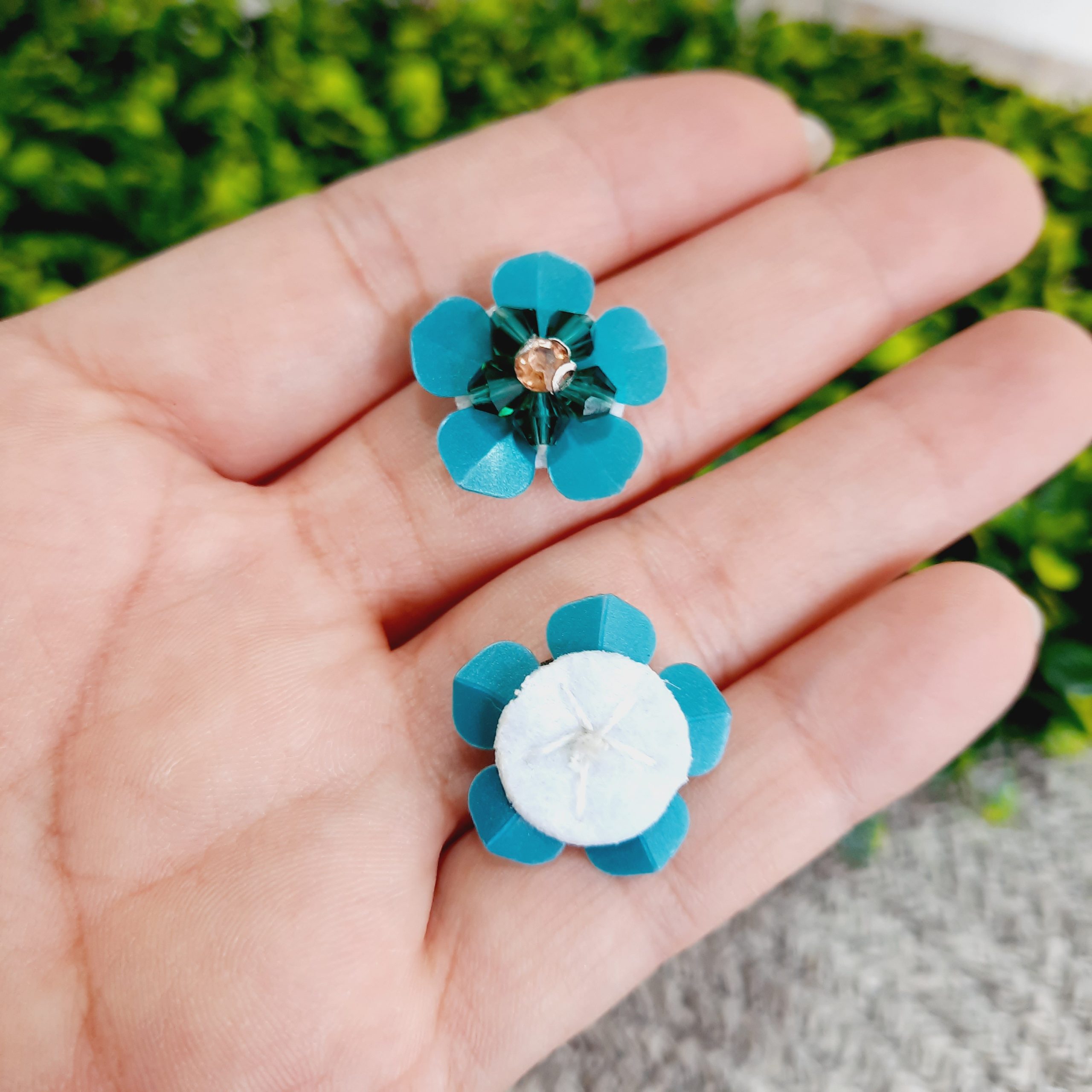 Flores de acrílico con cristal aqua – TIENDA INSUMOS CORAL