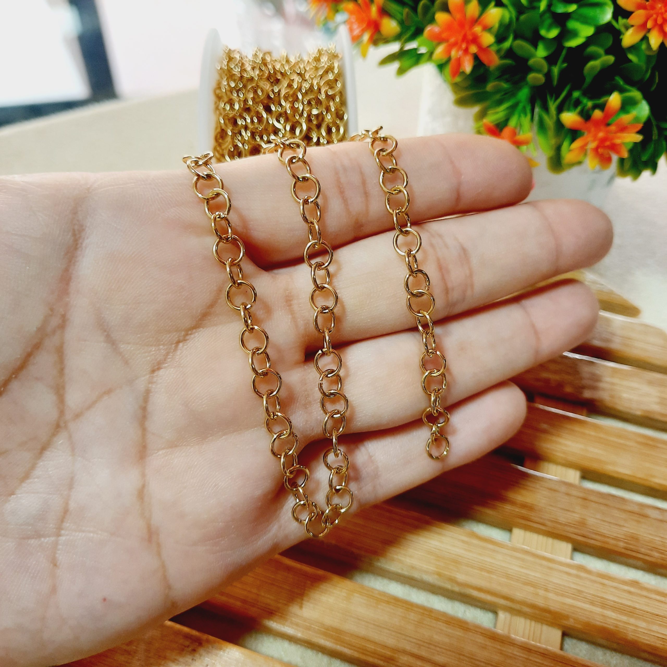 Cadena de acero inoxidable dorada redonda – TIENDA INSUMOS CORAL