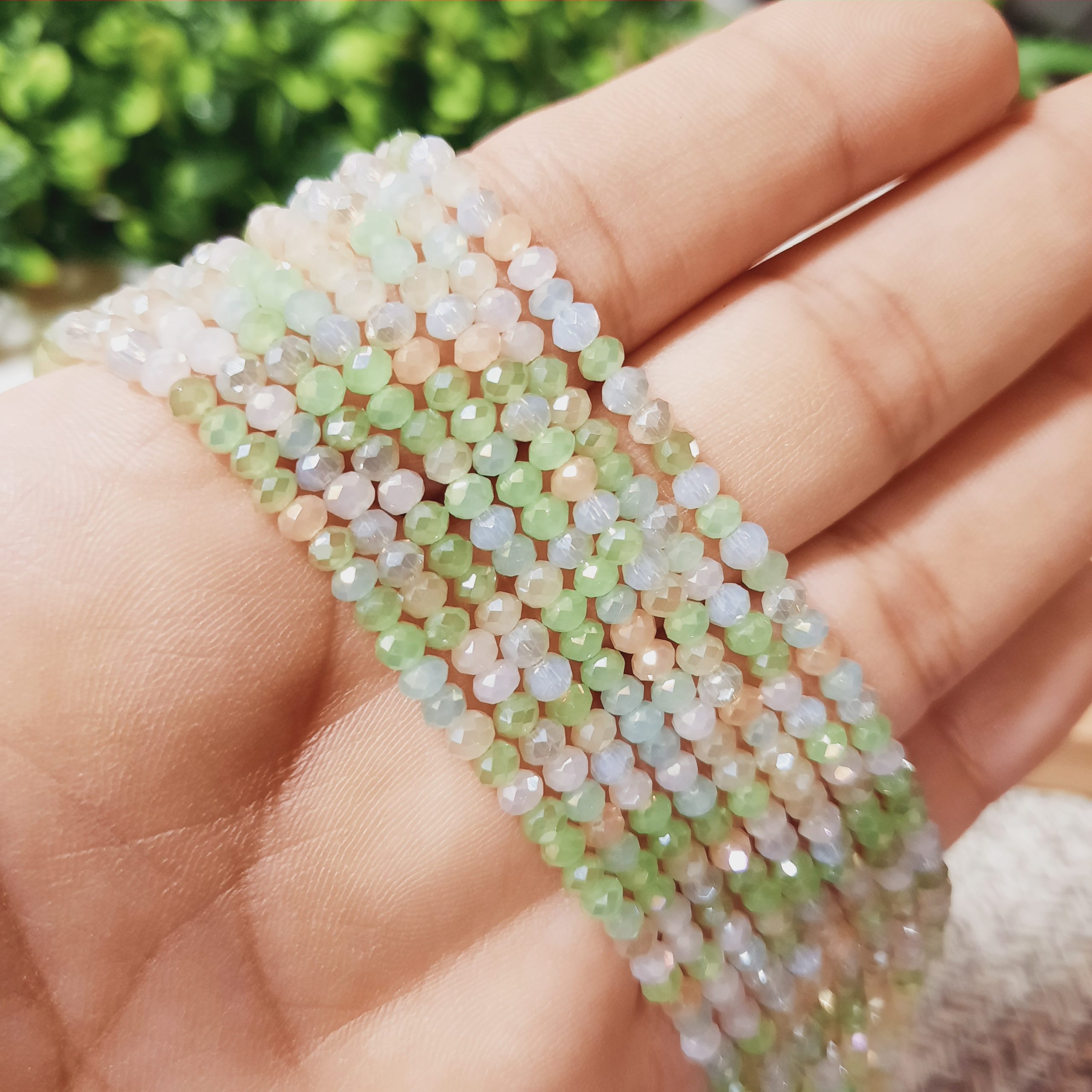 Cristal rondel color verde, rosa, translucido platinados – 3mm – TIENDA ...