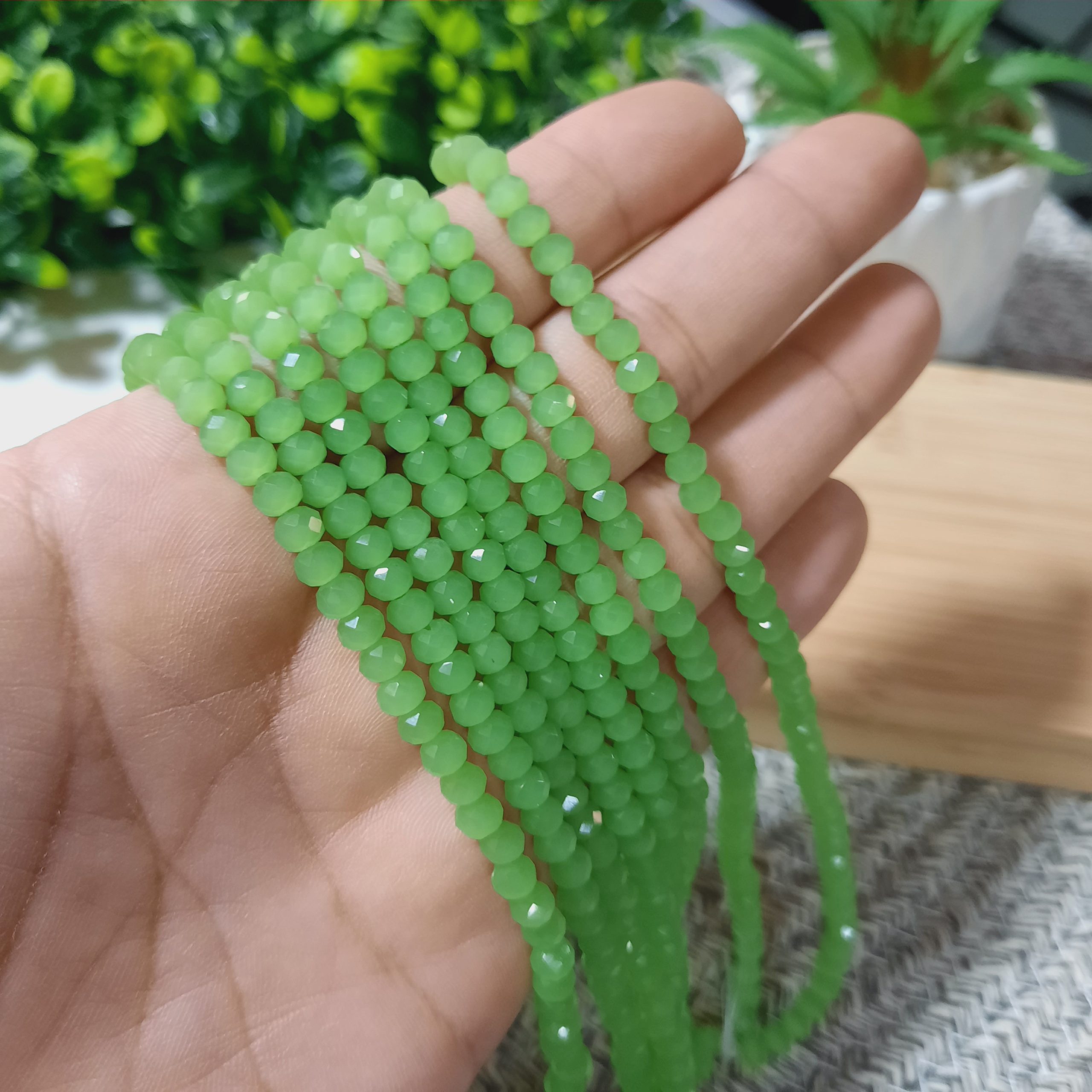 Cristal rondel color verde manzana – 4mm – TIENDA INSUMOS CORAL