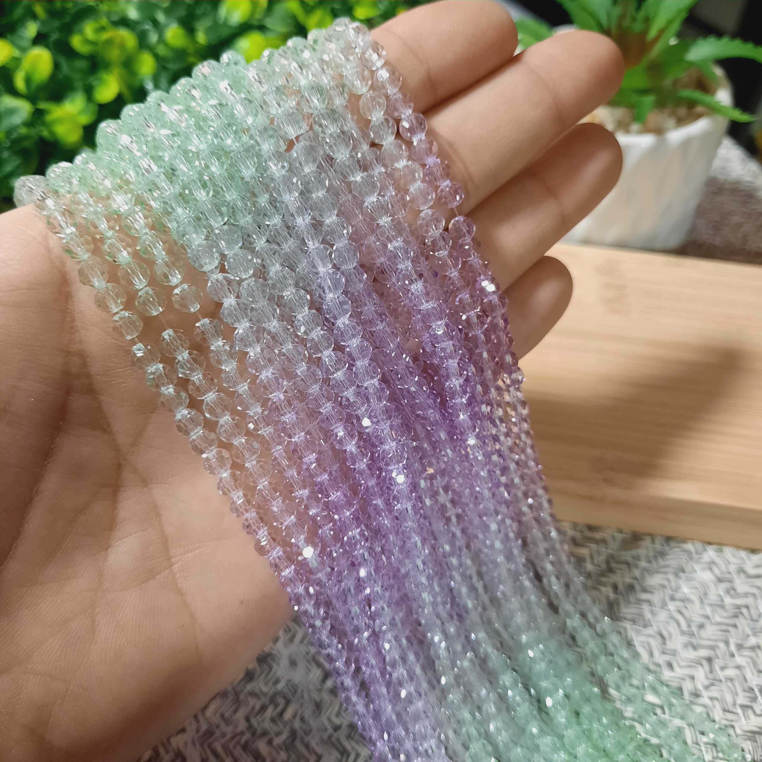 Cristal mixto color verde y morado traslucido 4mm – TIENDA INSUMOS CORAL